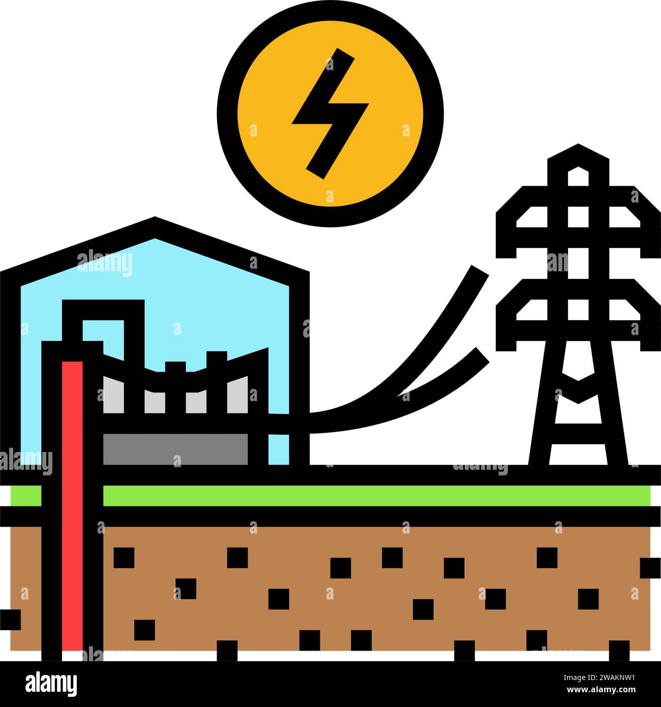 power station geothermal energy color icon vector illustration Stock ...