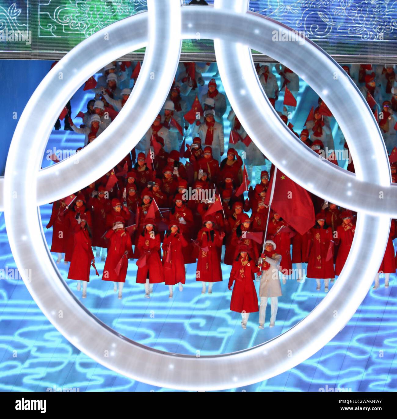 FEB 4, 2022 - Beijing, China: Zhao Dan and Gao Tingyu are the flag ...