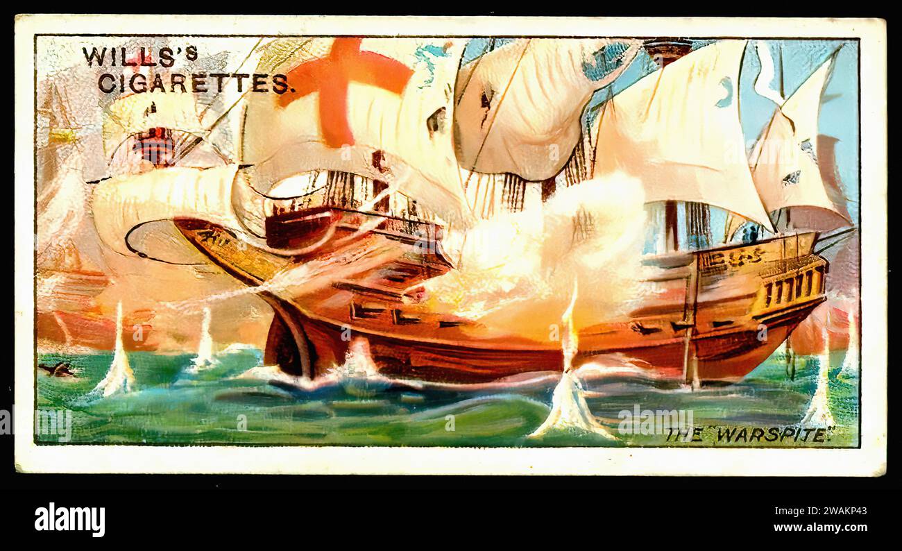The Warspite - Vintage Cigarette Card Illustration Stock Photo - Alamy