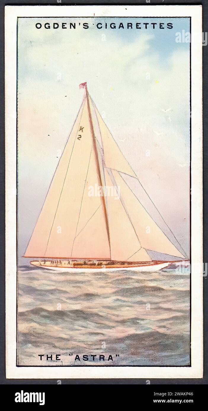 The Yacht Astra - Vintage Cigarette Card Illustration Stock Photo - Alamy
