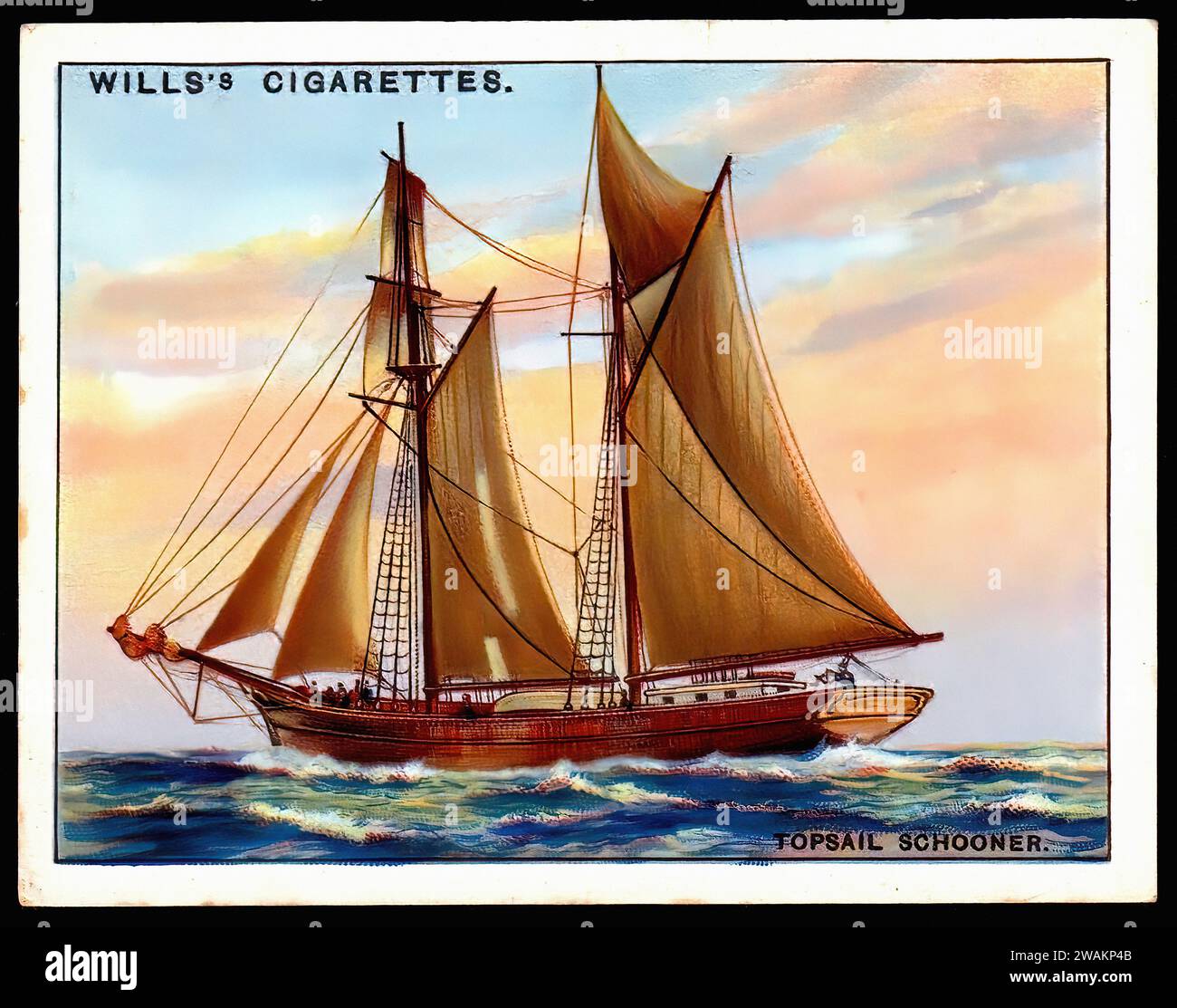 Topsail Schooner - Vintage Cigarette Card Illustration Stock Photo - Alamy
