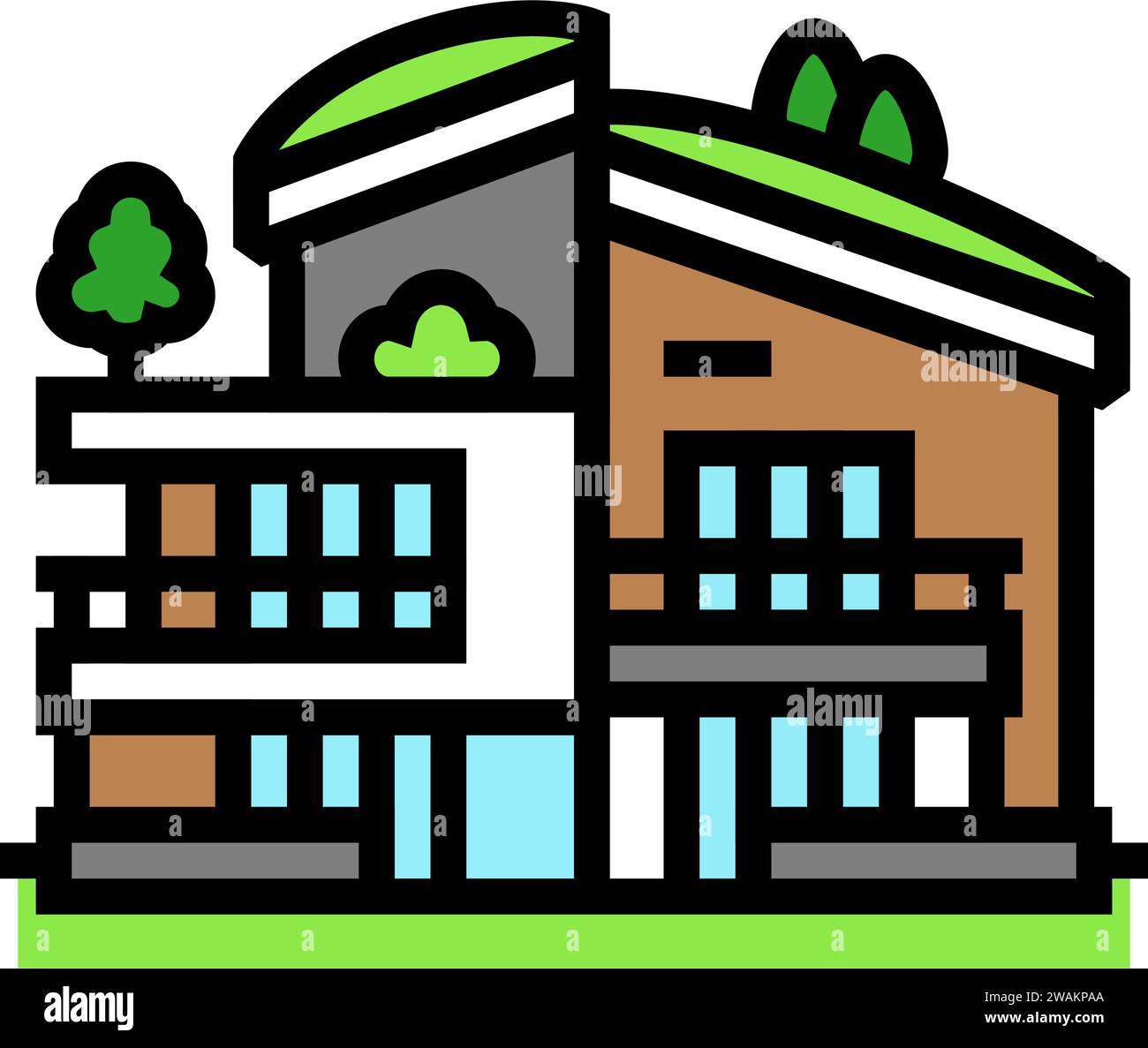 eco friendly architecture green building color icon vector illustration ...