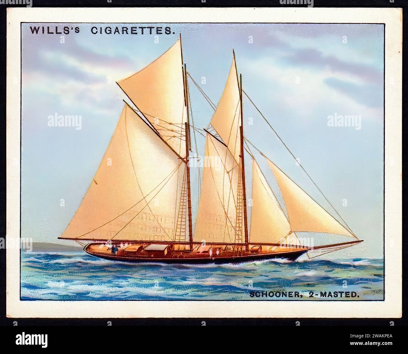 2 Masted Schooner - Vintage Cigarette Card Illustration Stock Photo - Alamy