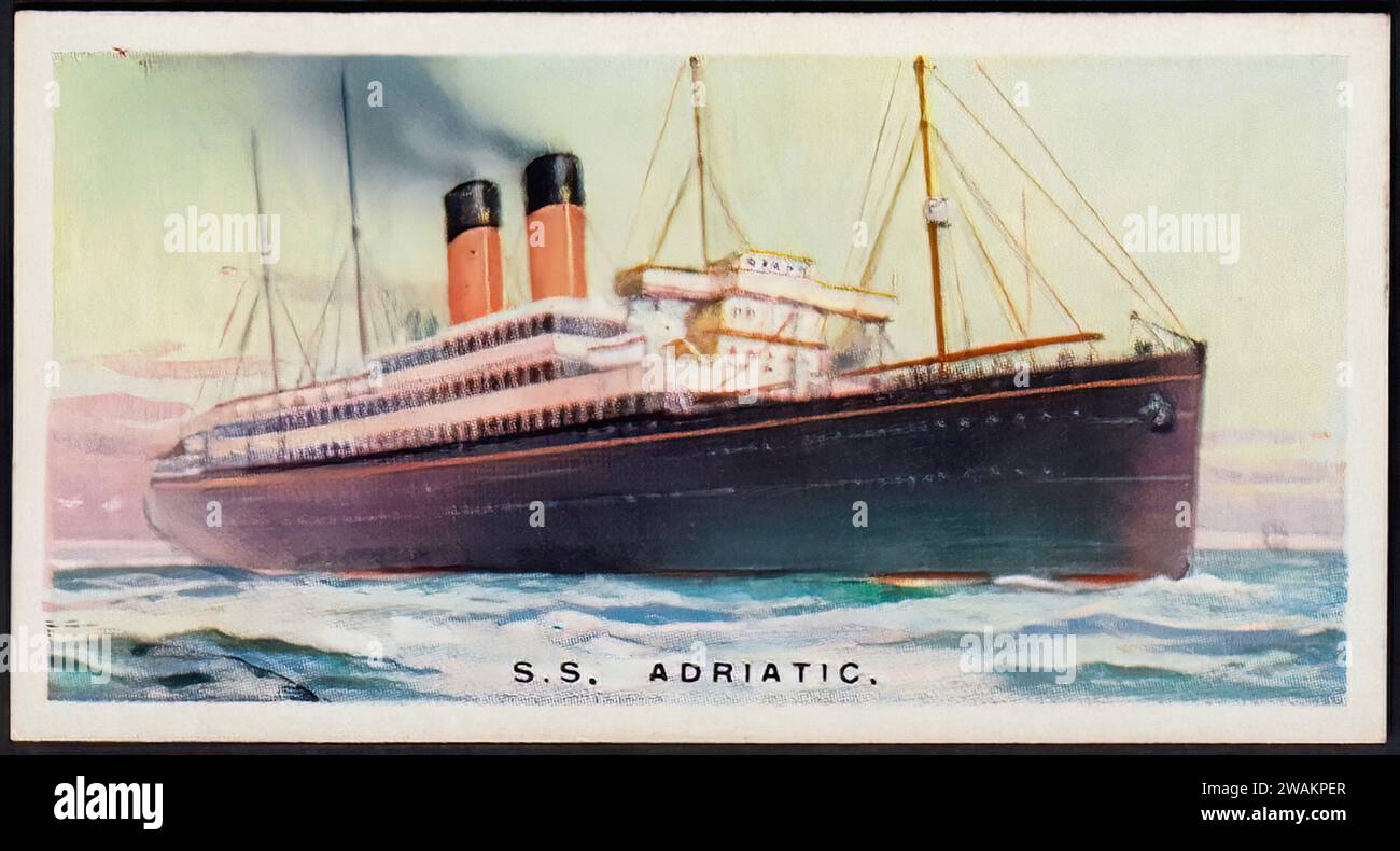 White Star Liner, Adriatic - Vintage Cigarette Card Illustration Stock ...