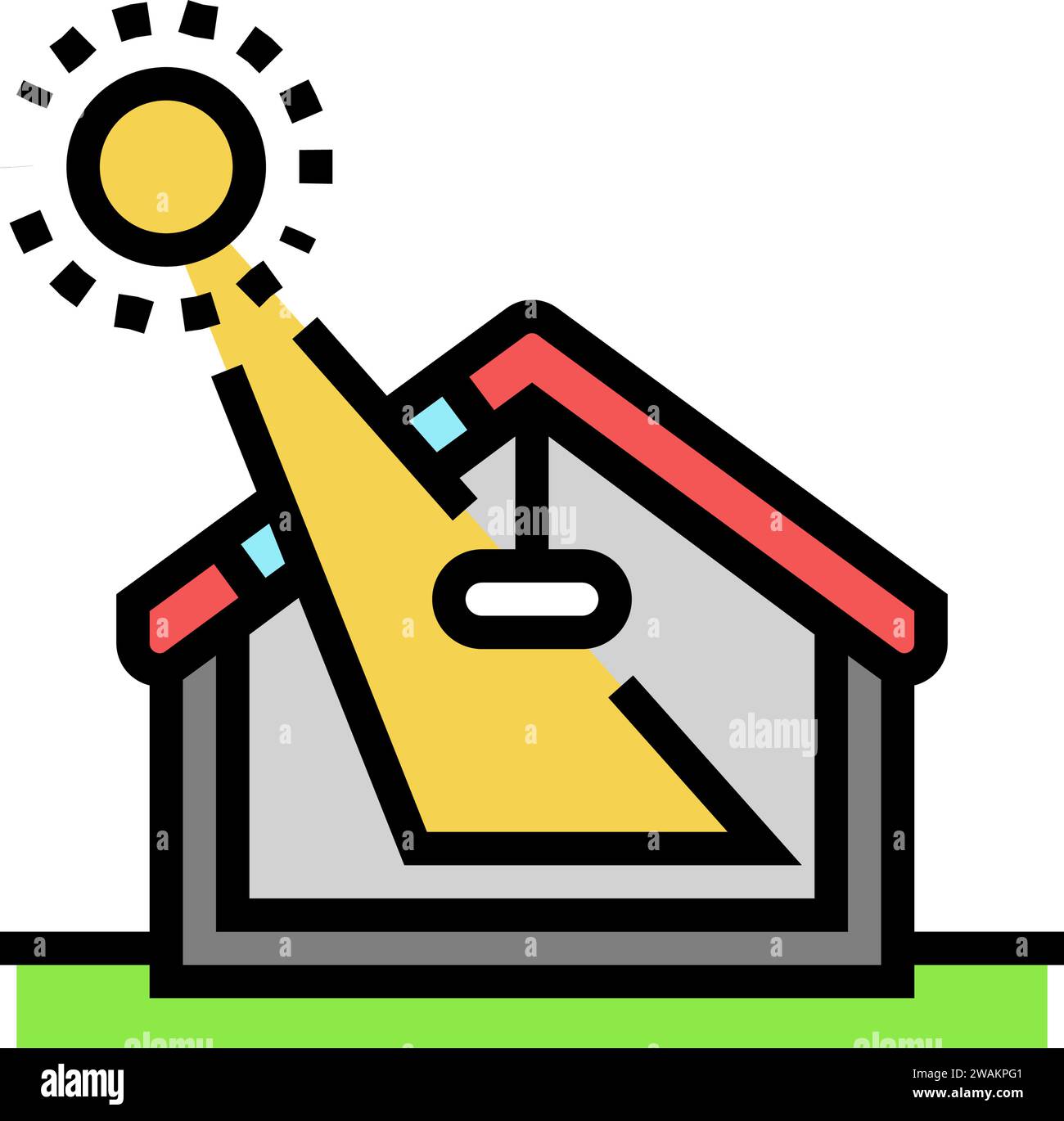 daylight harvesting green building color icon vector illustration Stock ...