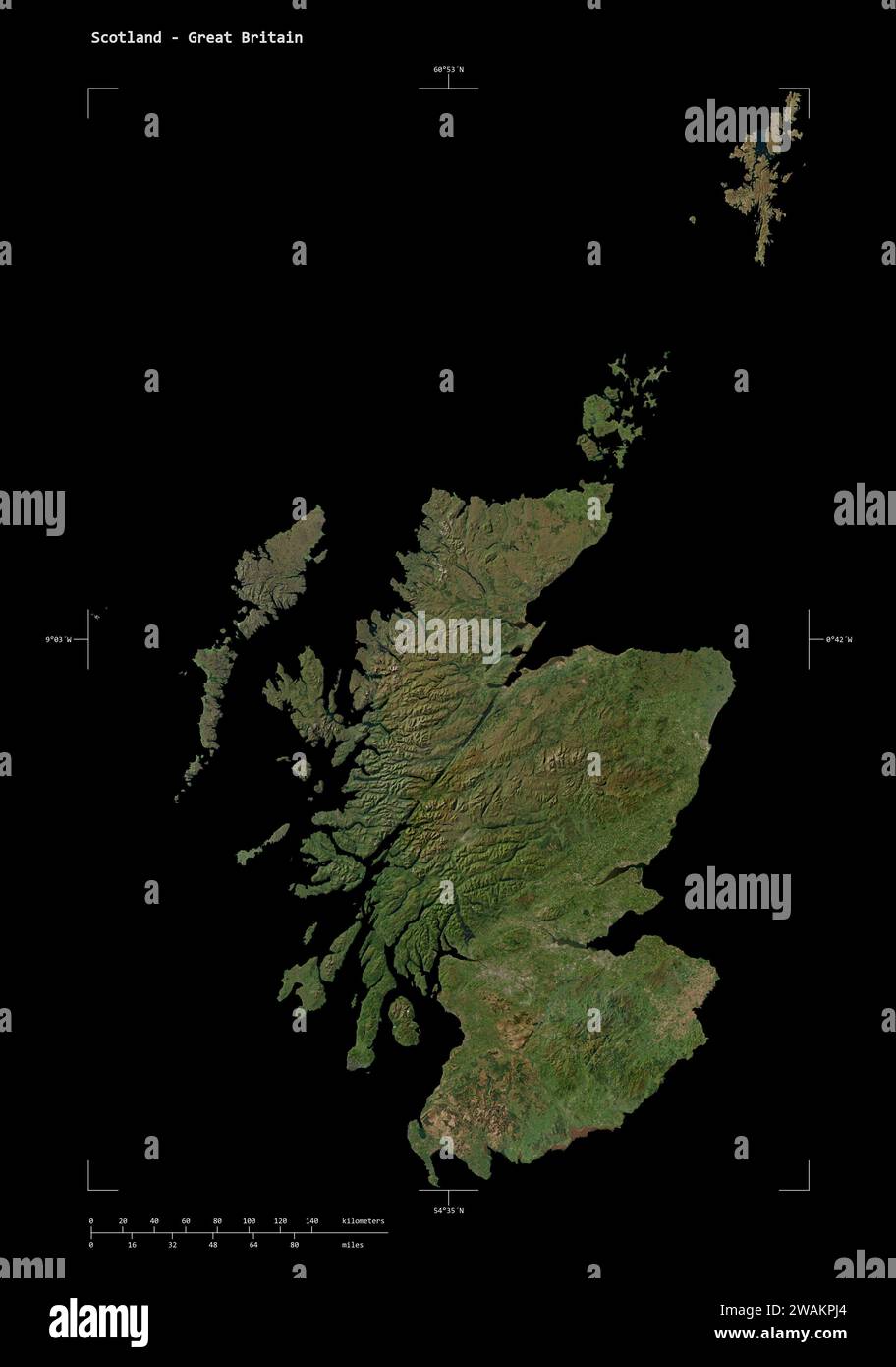 Shape of a low resolution satellite map of the Scotland - Great Britain ...