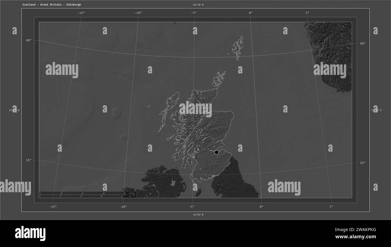 Scotland - Great Britain highlighted on a Bilevel elevation map with ...