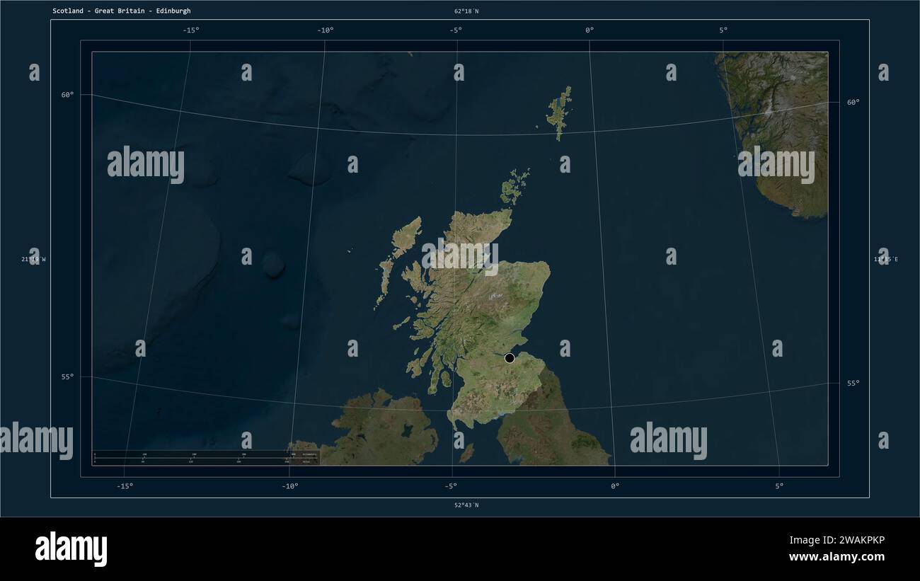 Scotland - Great Britain highlighted on a high resolution satellite map map with the country's ...