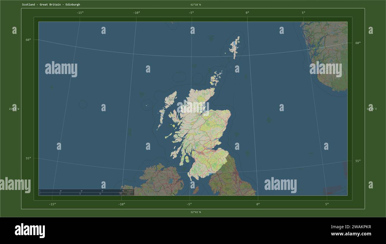 Scotland - Great Britain highlighted on a topographic, OSM Germany ...