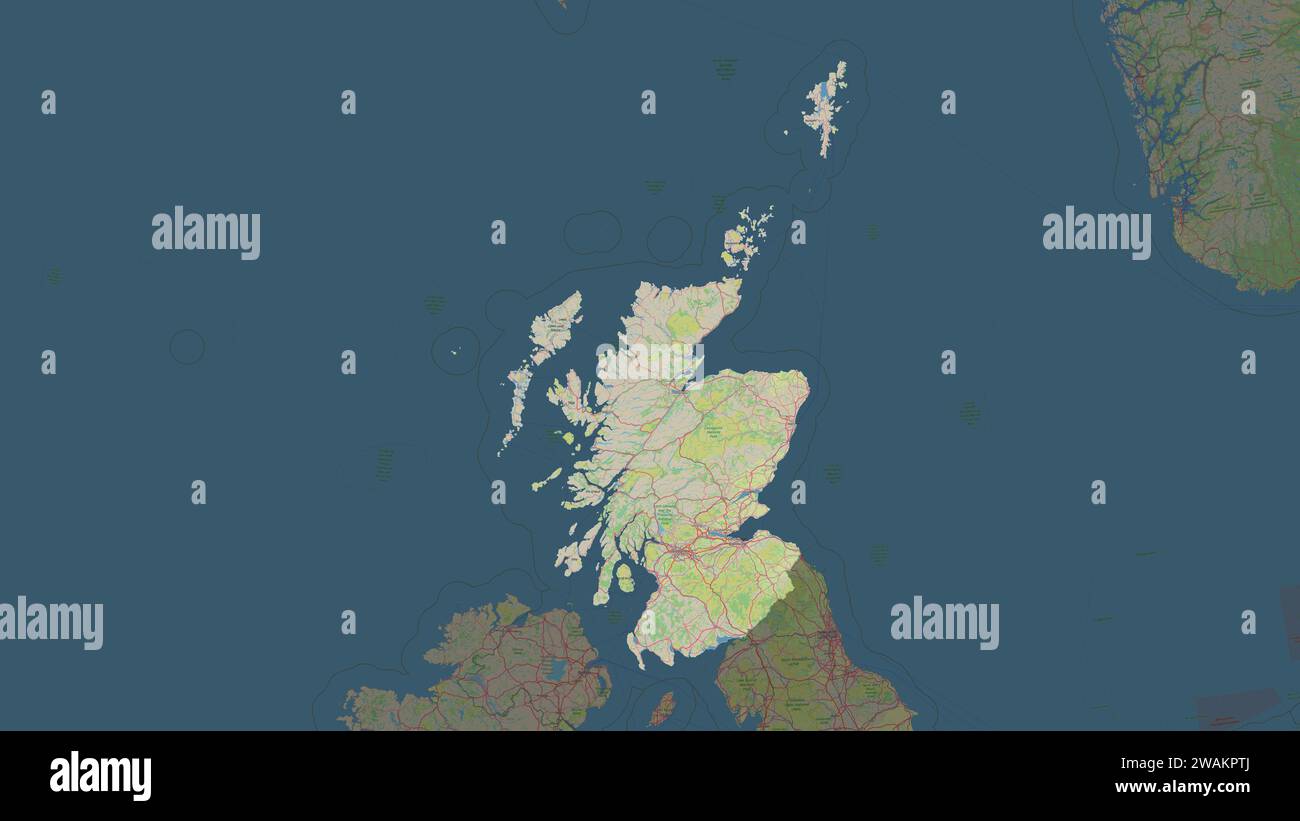 Scotland - Great Britain highlighted on a topographic, OSM Germany ...