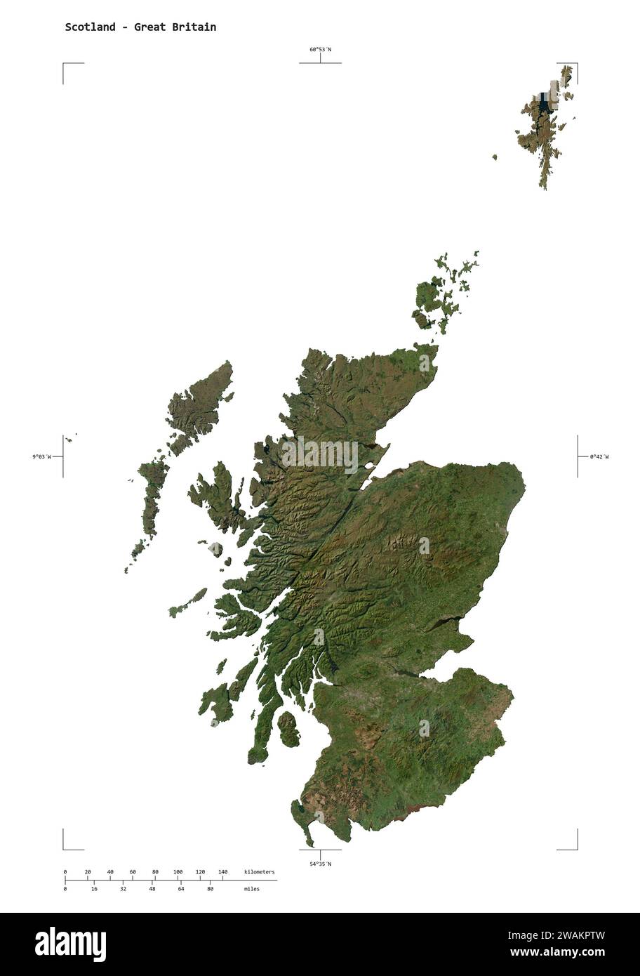 Shape of a low resolution satellite map of the Scotland - Great Britain ...