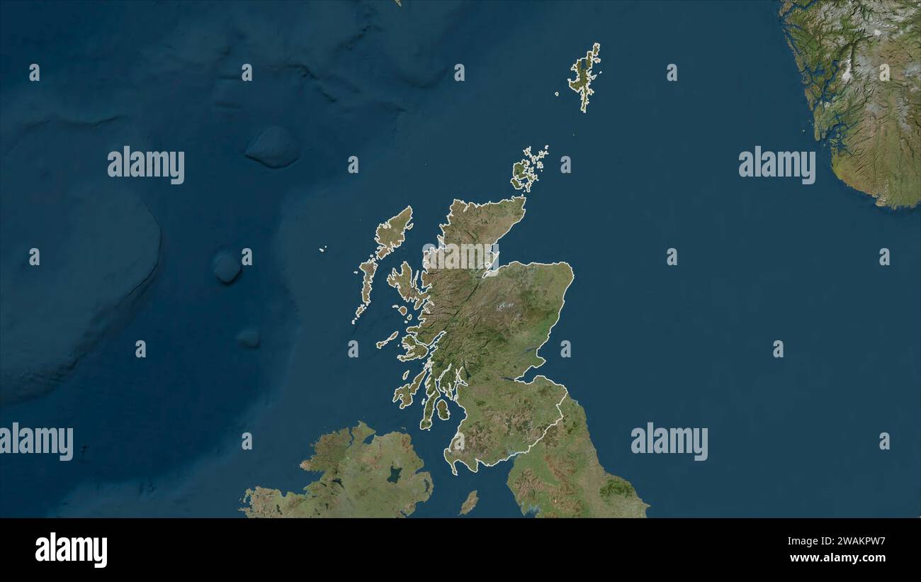 Scotland - Great Britain outlined on a high resolution satellite map ...