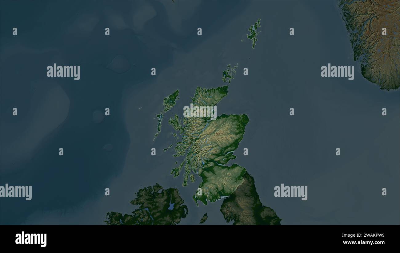 Scotland - Great Britain highlighted on a Colored elevation map with ...