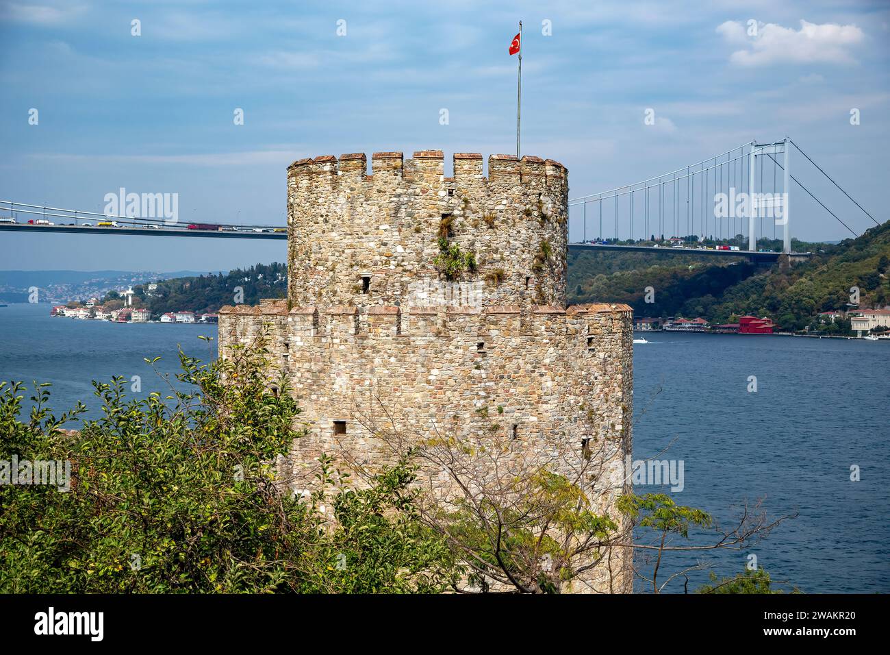 Tower, Fortress of Europe (Rumelihisari), Strait of Bosphorus and Fatih ...