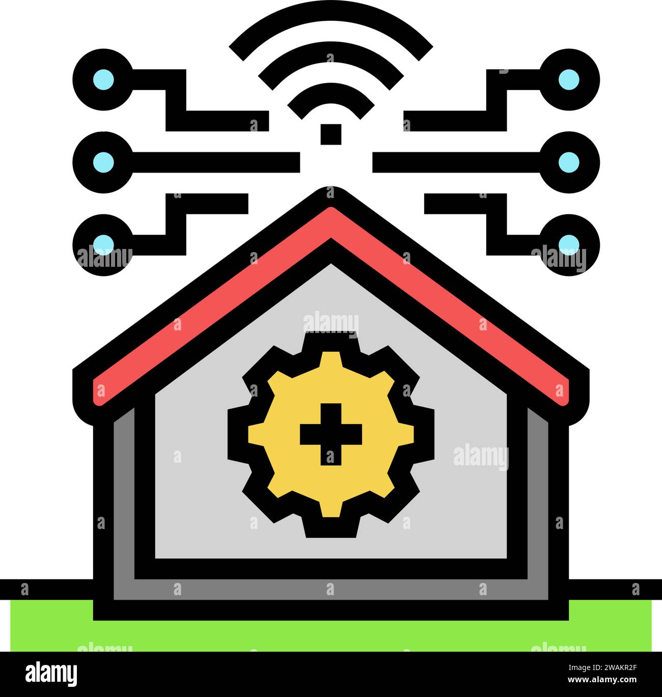smart technology green building color icon vector illustration Stock ...