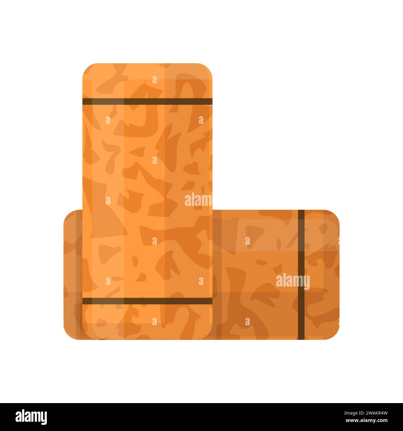 Brown wine corks isolated on white background. Wooden cork plug icon in flat style. Vector ...