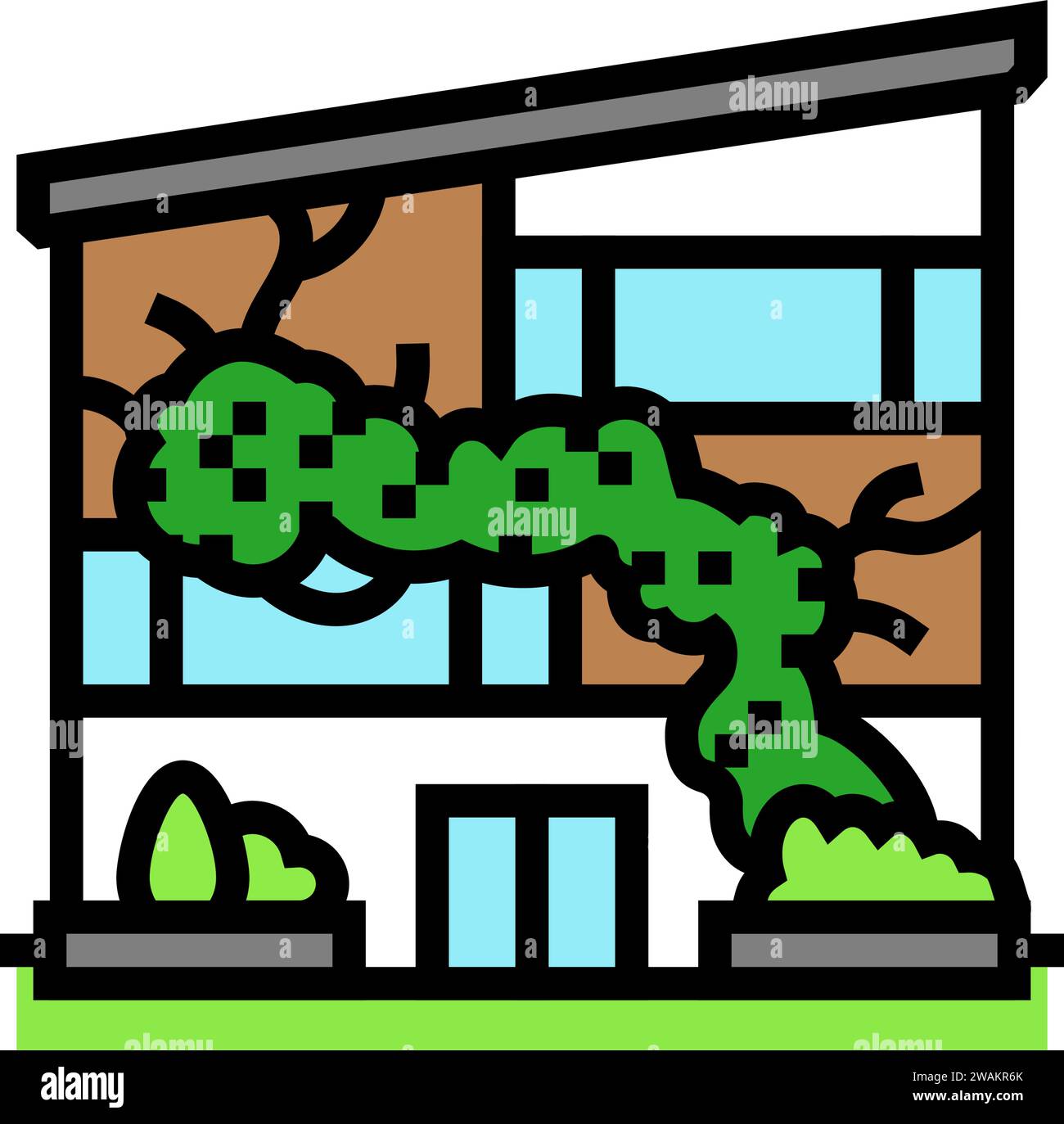 vegetated façade green building color icon vector illustration Stock ...