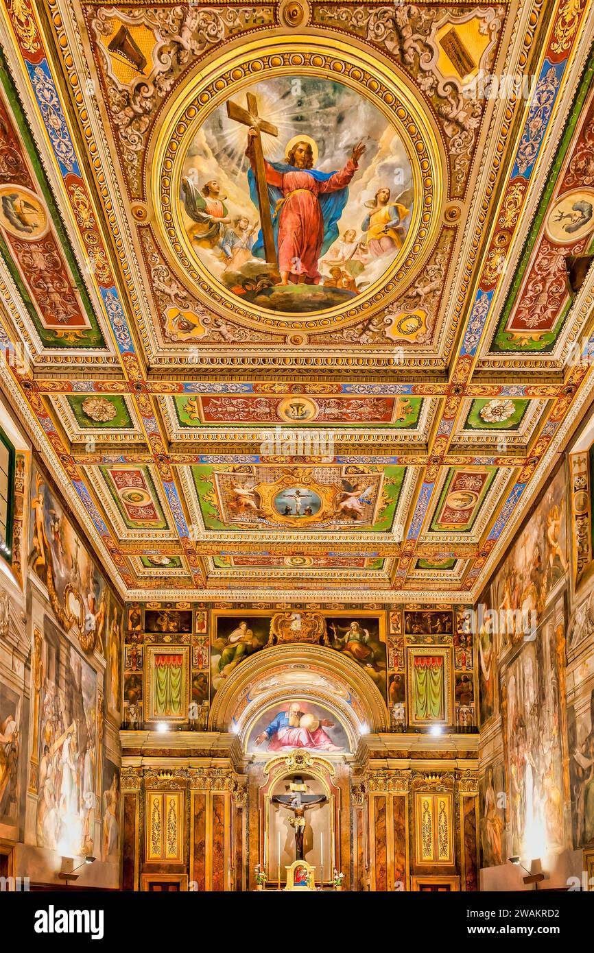 Interior of the Oratory of Santissimo Crocifisso, Rome, Italy Stock ...