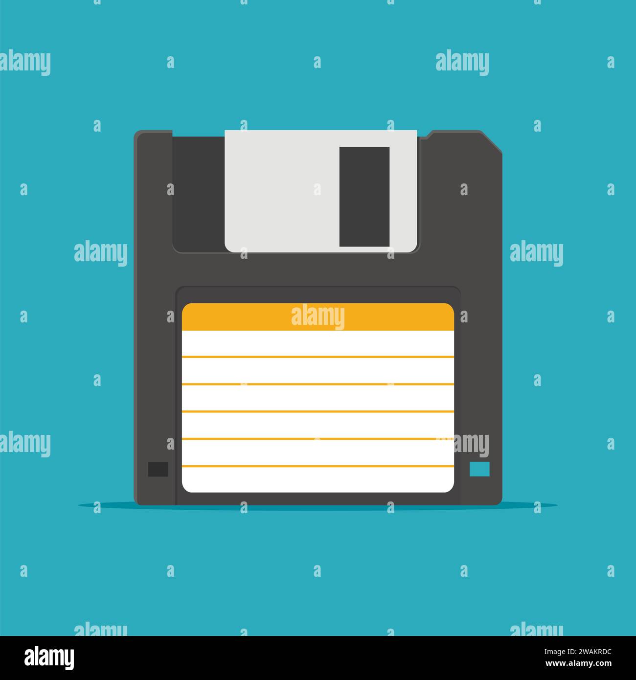 Black Floppy Disk Icon In Flat Style Isolated On Blue Background Hd Diskette Old Data Media