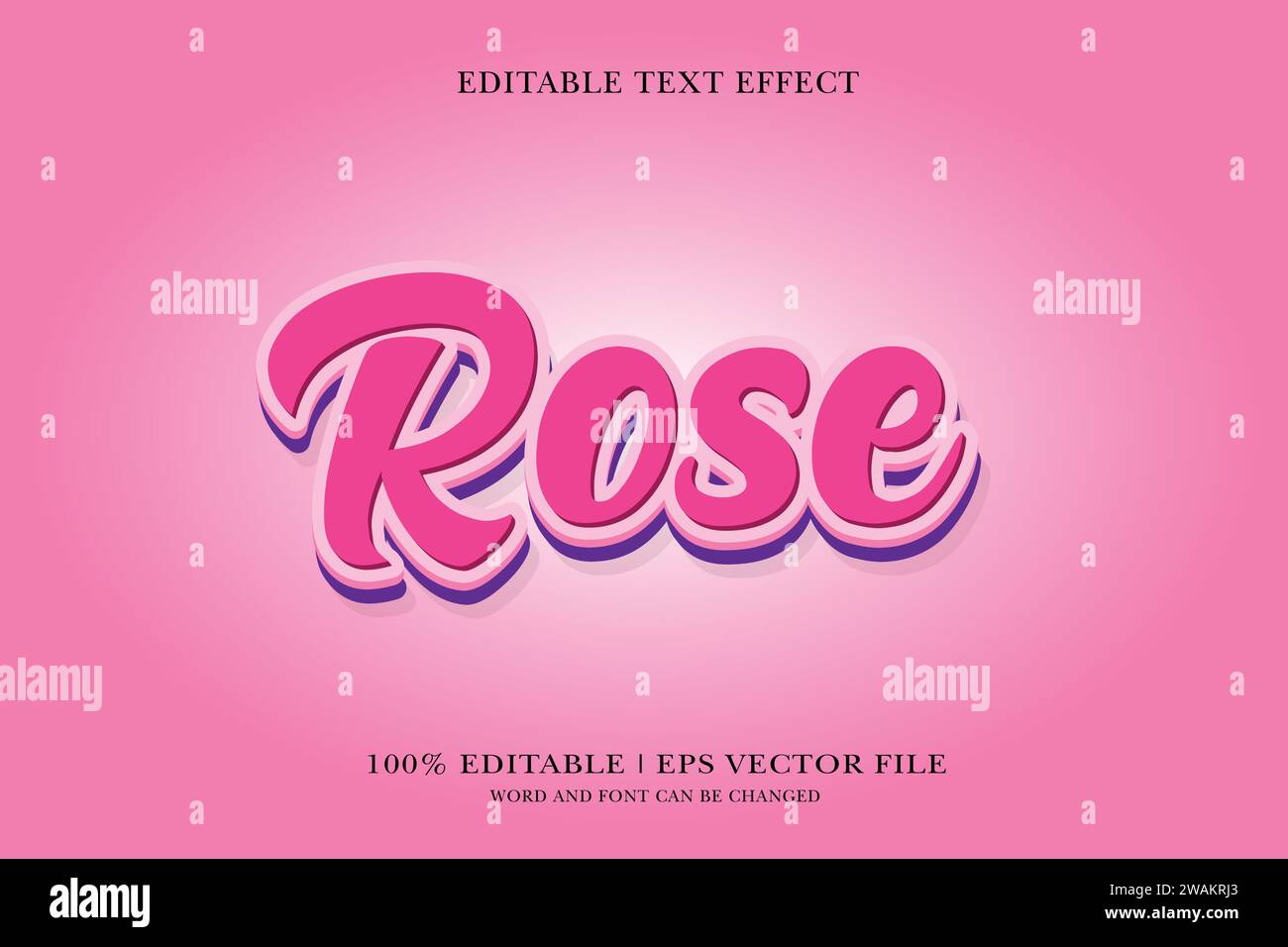 Rose Editable text Effect with 3d vector design Stock Vector Image & Art - Alamy
