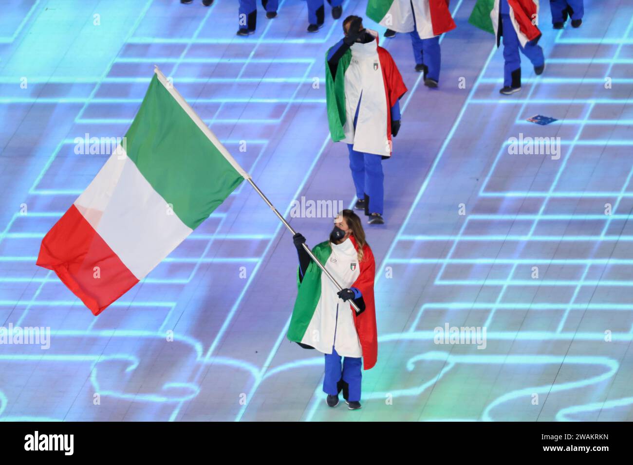 FEB 4, 2022 - Beijing, China: Michela Moioli is the flag bearer of Team ...