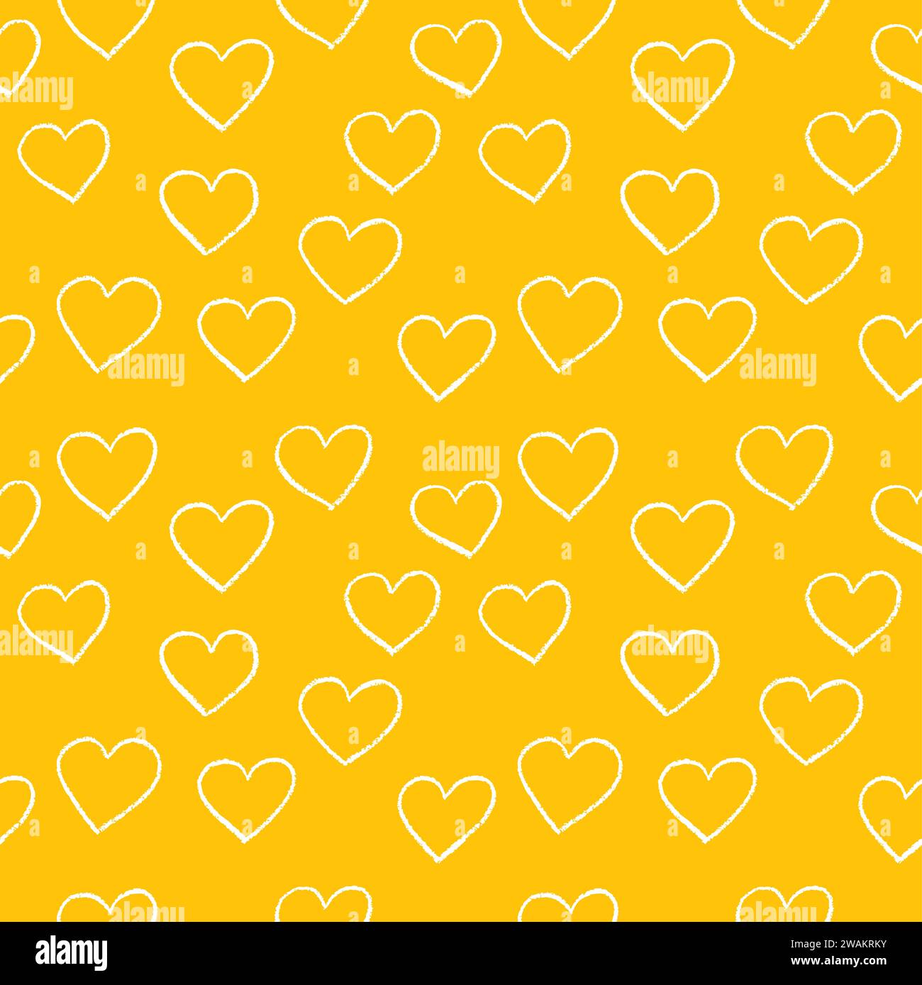 Yellow Nostalgic Heart background vector. Seamless, pattern. Hand drawn ...