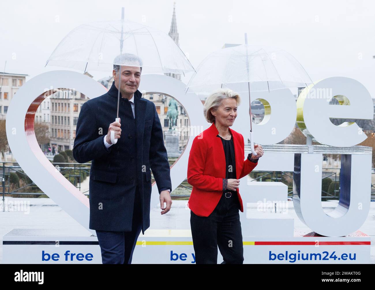 Brussels, Belgium. 05th Jan, 2024. Prime Minister Alexander De Croo and European Commission ...