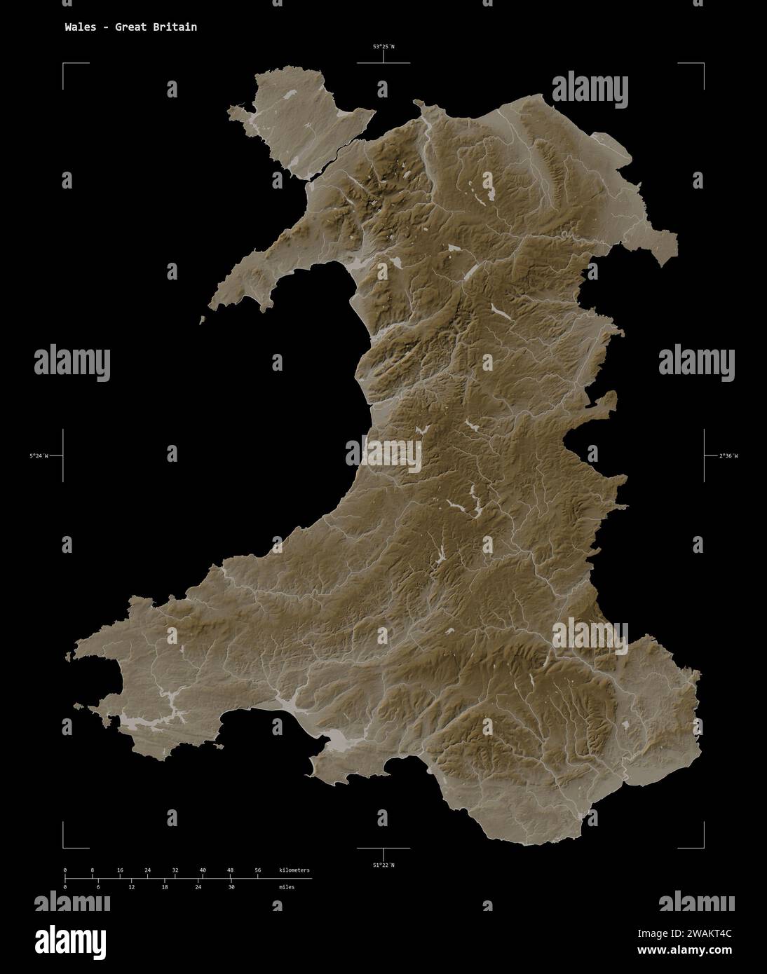 Shape of a elevation map colored in sepia tones with lakes and rivers ...