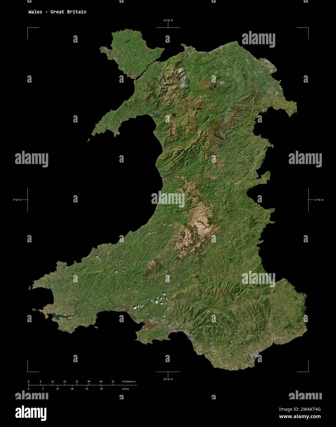 Shape of a low resolution satellite map of the Wales - Great Britain ...