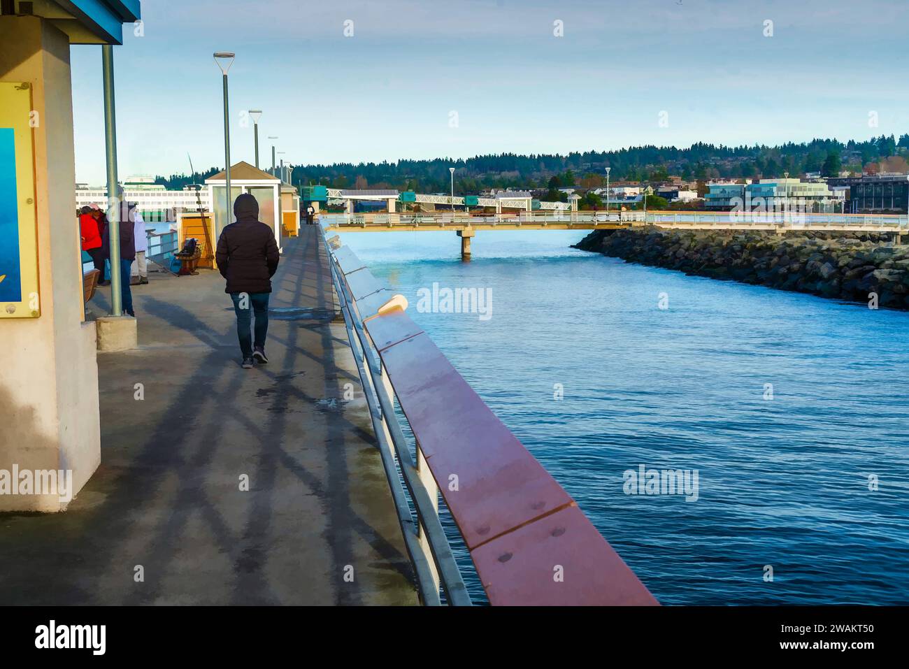 Illustration of the pier in Edmonds, Washington Stock Photo - Alamy