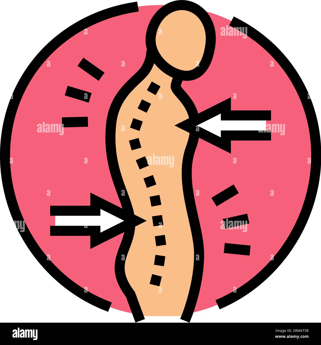 stooped posture osteoporosis symptom color icon vector illustration ...