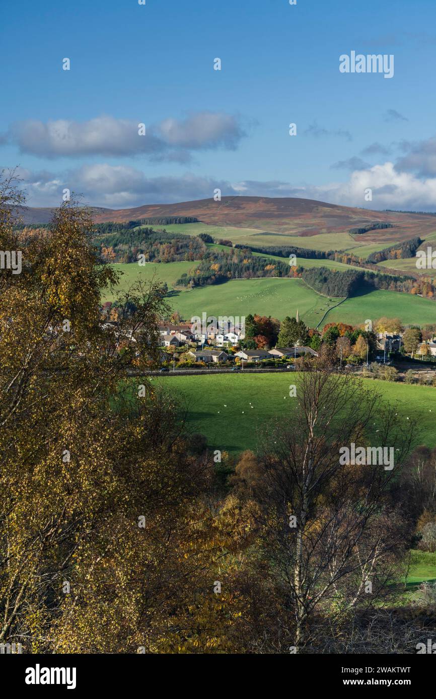 Selkirk, Scottish Borders, in autumn view from the gold course Stock ...