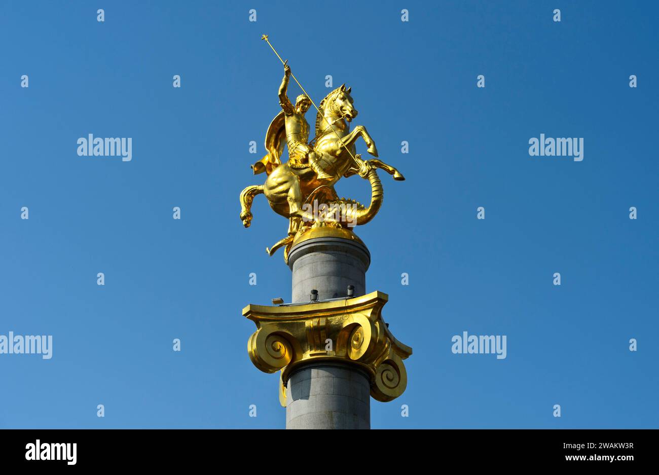 Column with statue of Saint George as a dragon fighter in Freedom ...