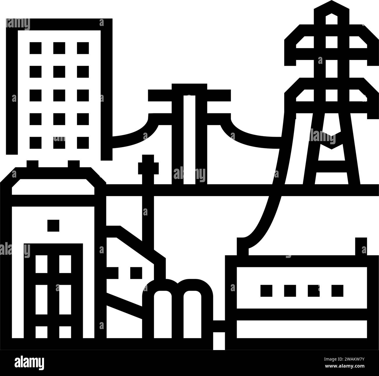 power grid biomass line icon vector illustration Stock Vector Image ...