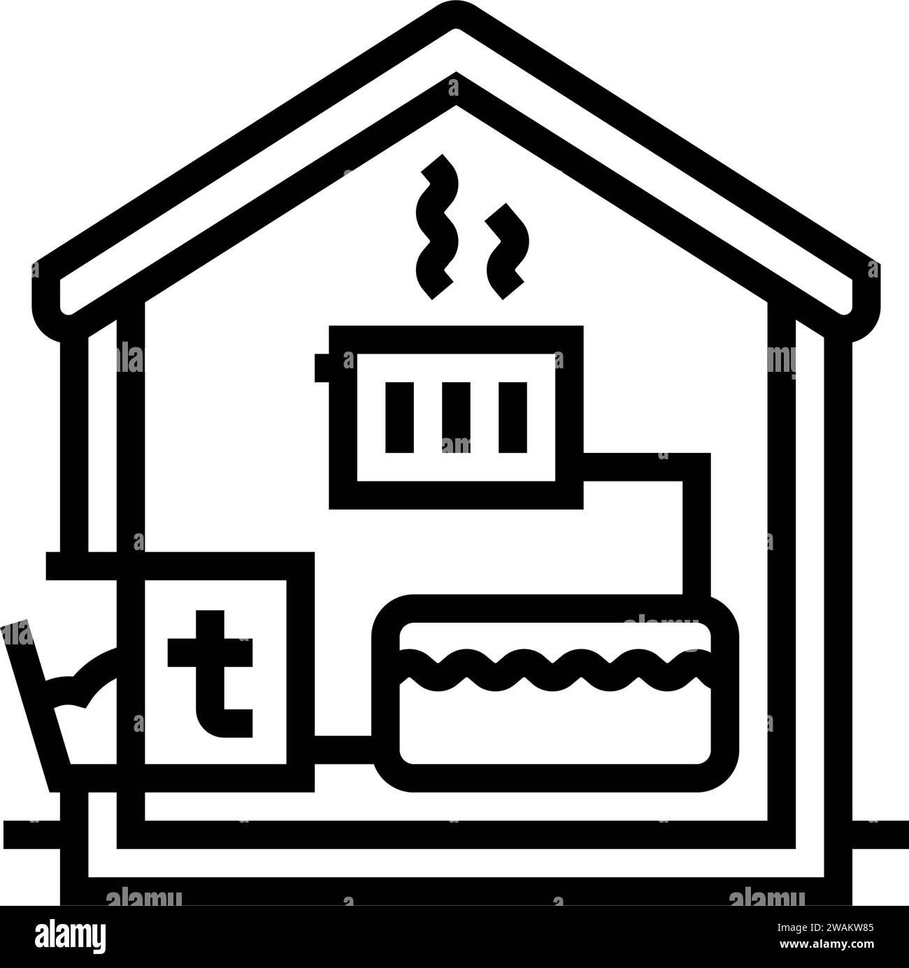 heating system biomass line icon vector illustration Stock Vector Image ...