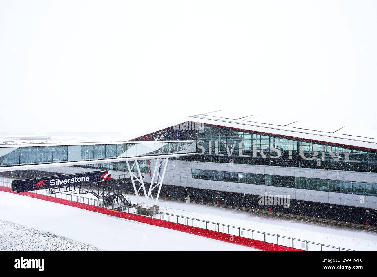 Snow on Silverstone Circuit Stock Photo - Alamy