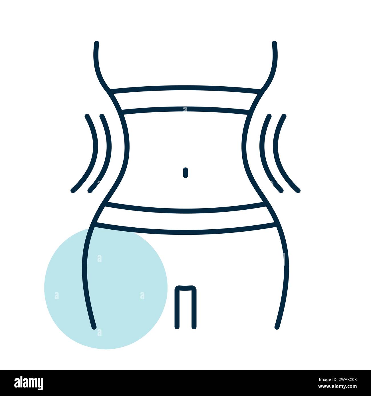 Weight loss icon with woman's waist. Slim female body sign. Graph ...