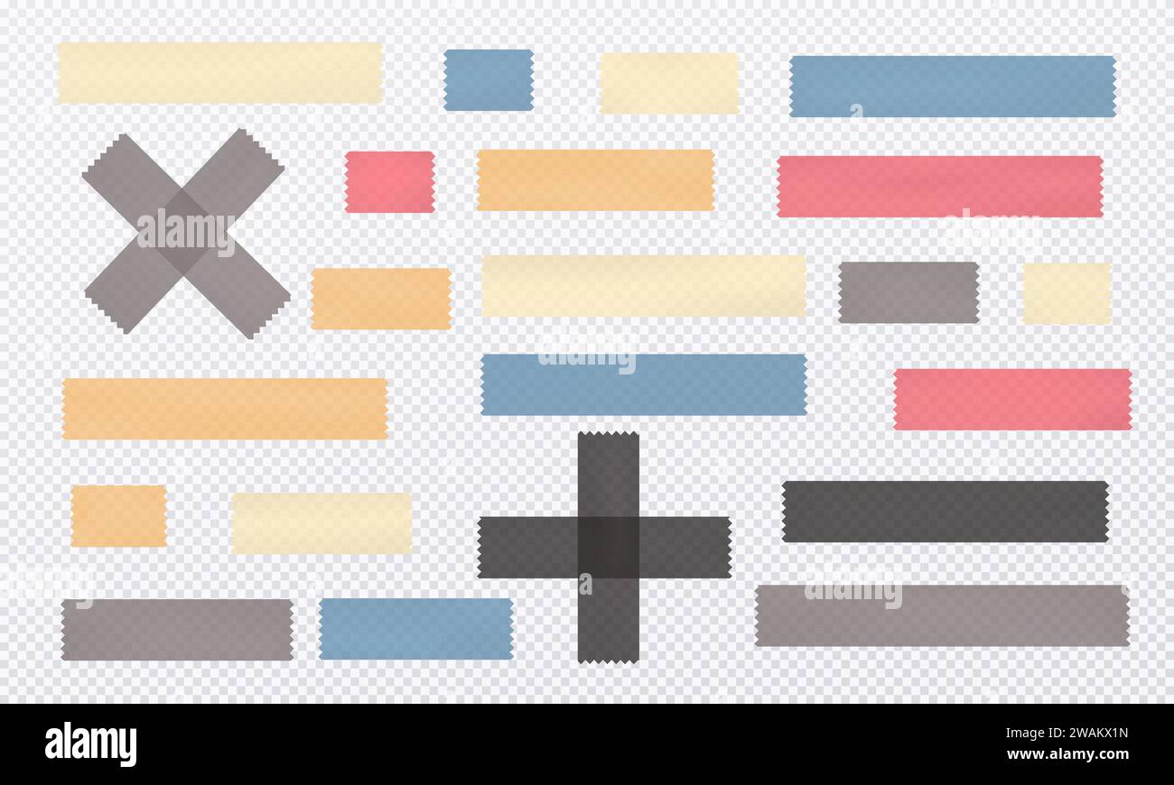 Colorful and different size adhesive, sticky, tape, paper pieces are on ...
