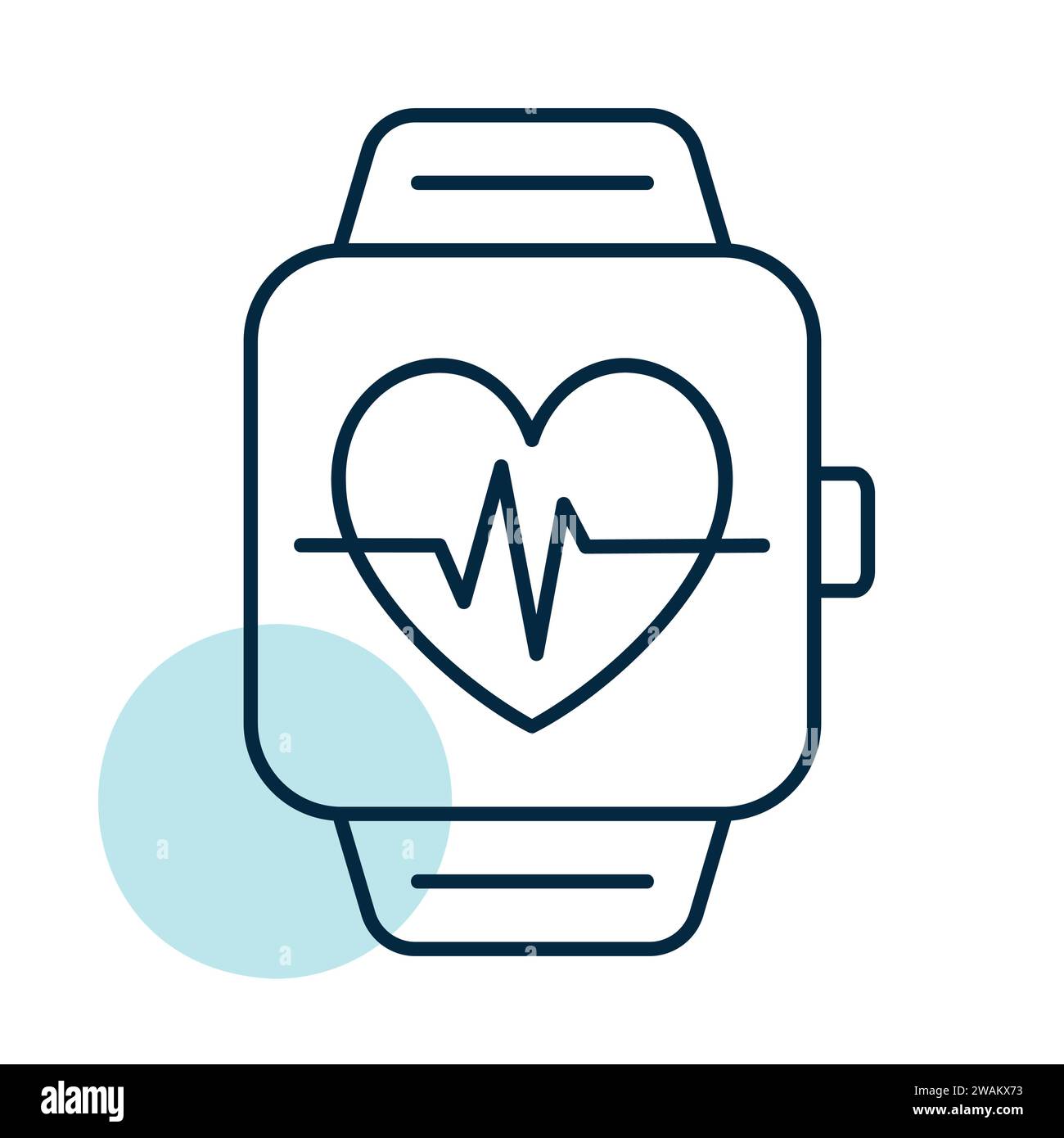 Smart watch shown heartbeat on screen vector icon. Graph symbol for ...