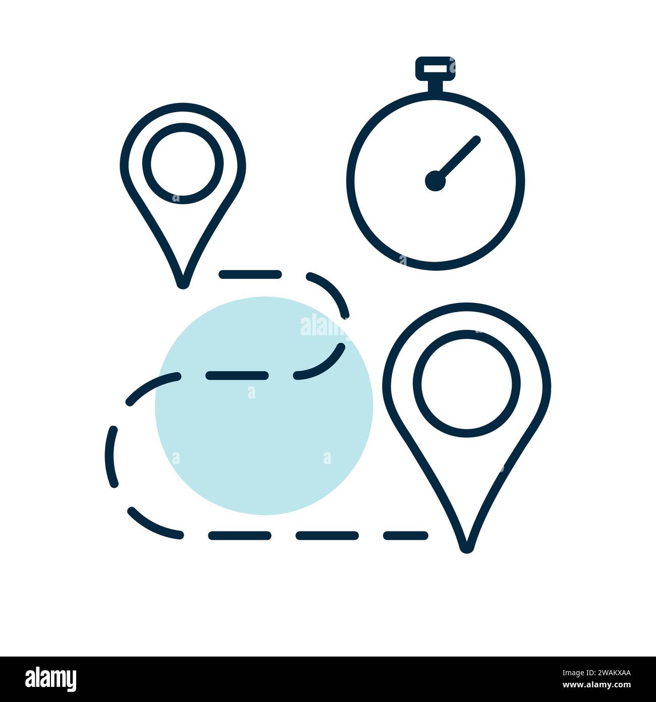 Stopwatch and route destination vector icon. Graph symbol for fitness ...