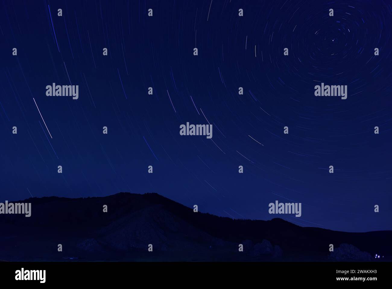 The movement of stars in the Mongolian sky Stock Photo - Alamy