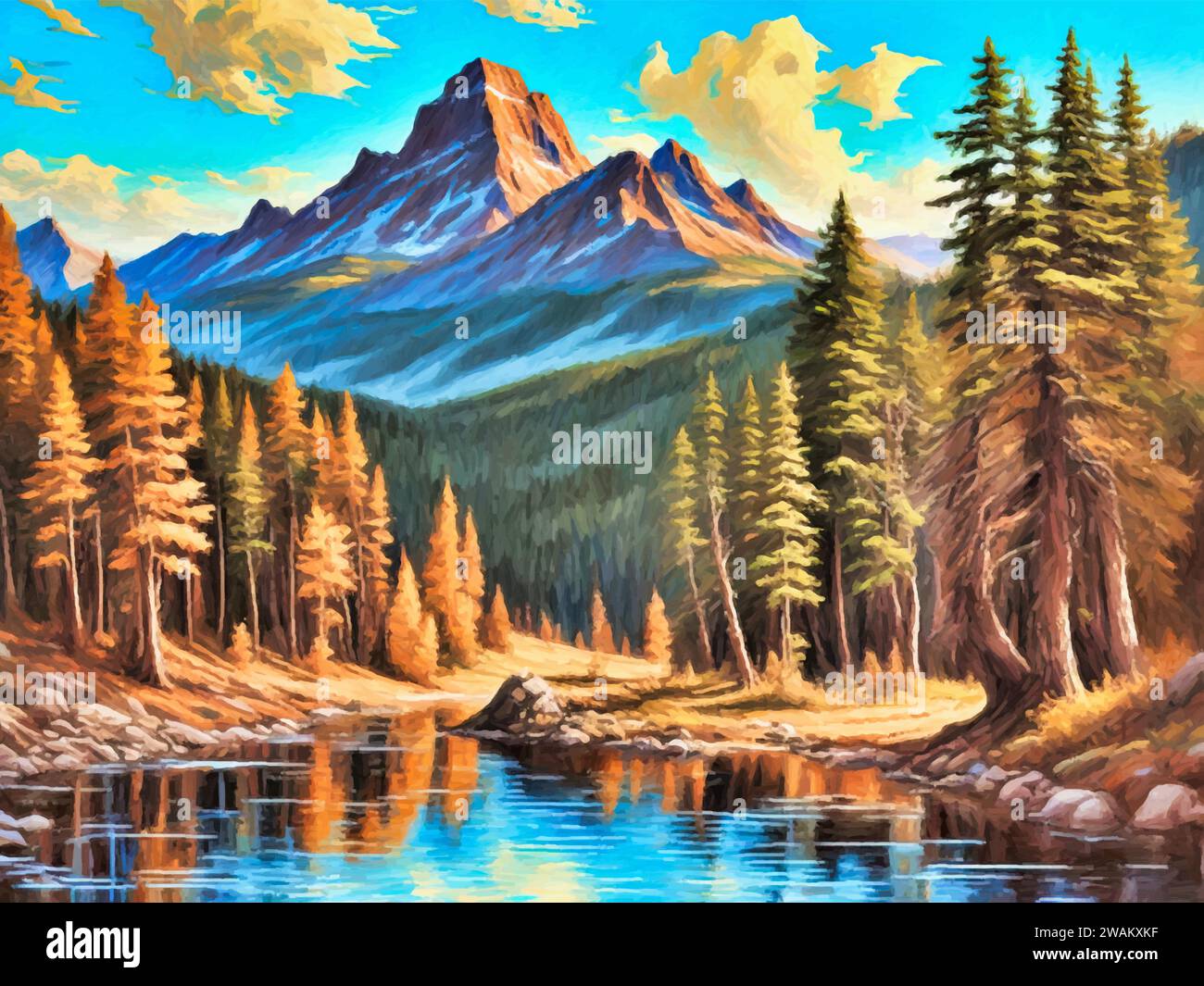 Renaissance river painting Stock Vector Images - Alamy