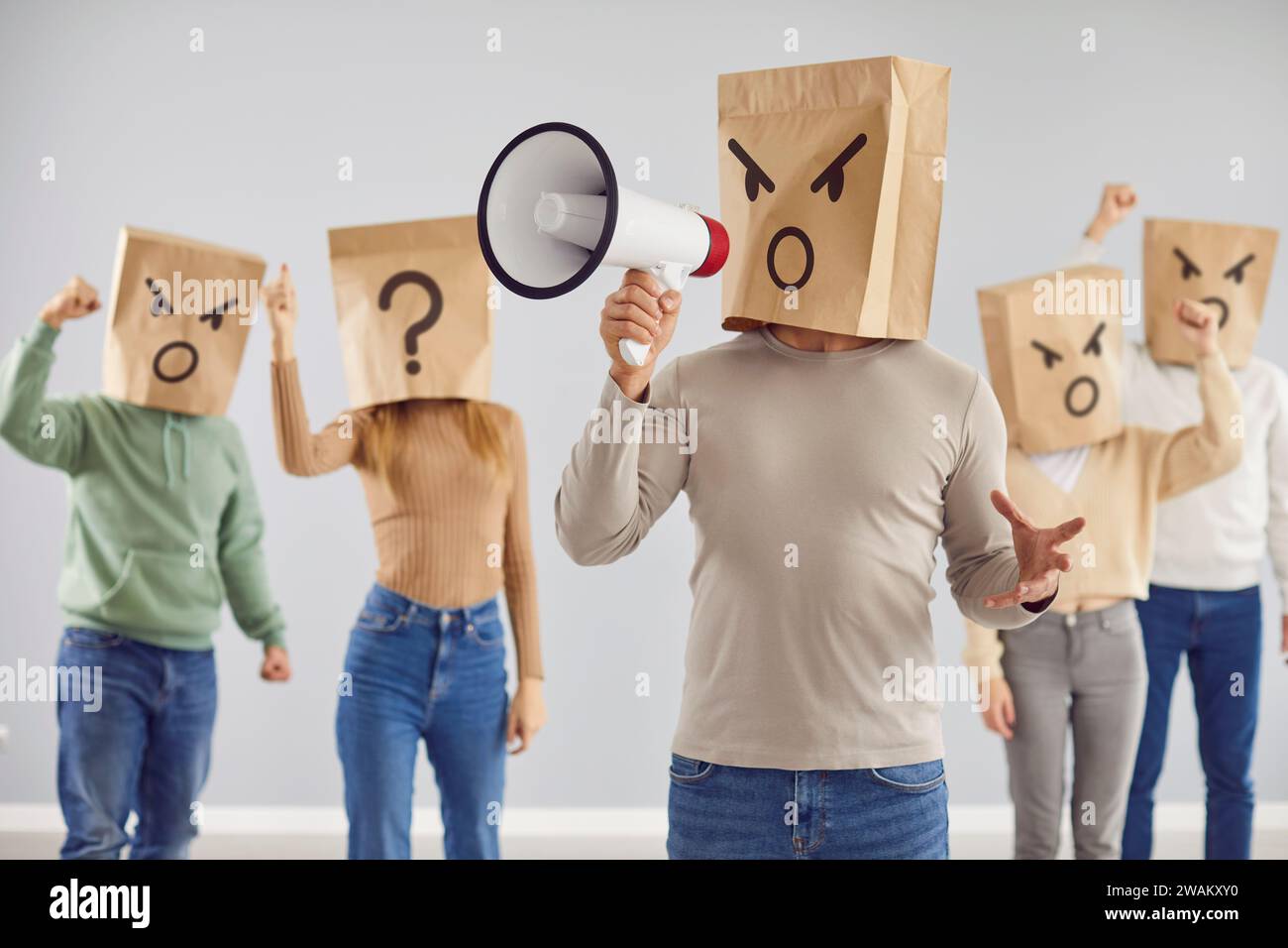 Angry men shouting group hi-res stock photography and images - Alamy