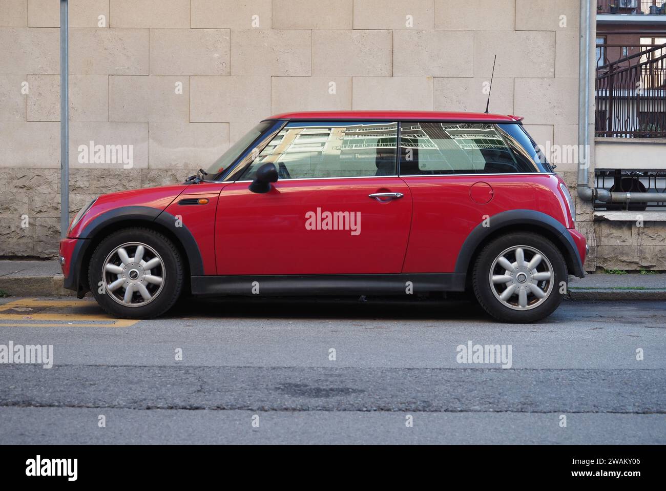 TURIN, ITALY - CIRCA DECEMBER 2021: Red Mini Cooper Car Stock Photo - Alamy