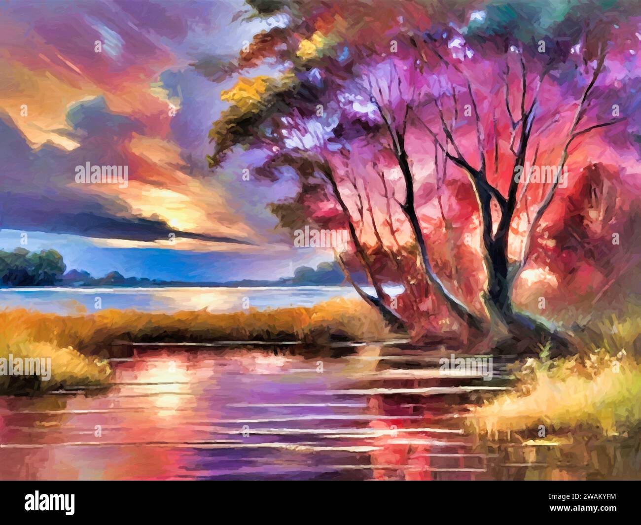 Renaissance river painting Stock Vector Images - Alamy