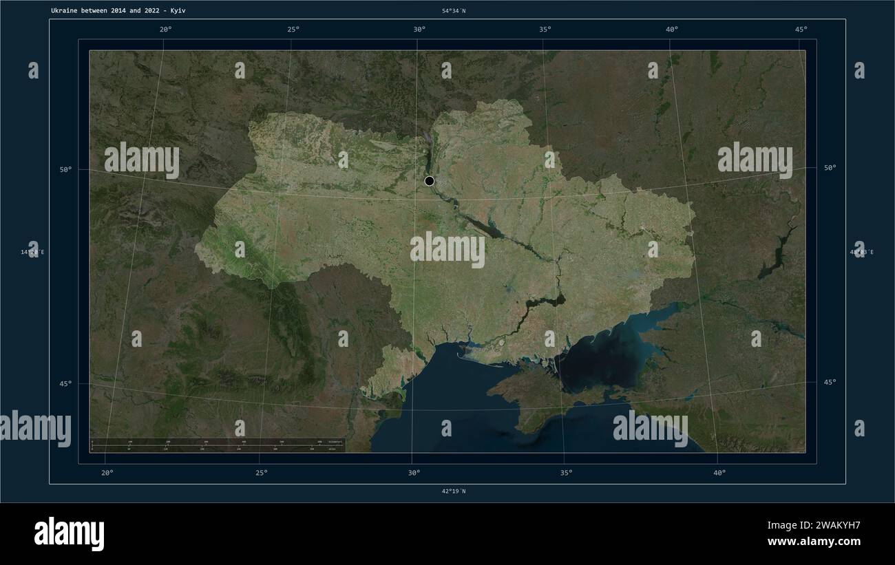 Ukraine between 2014 and 2022 highlighted on a high resolution ...