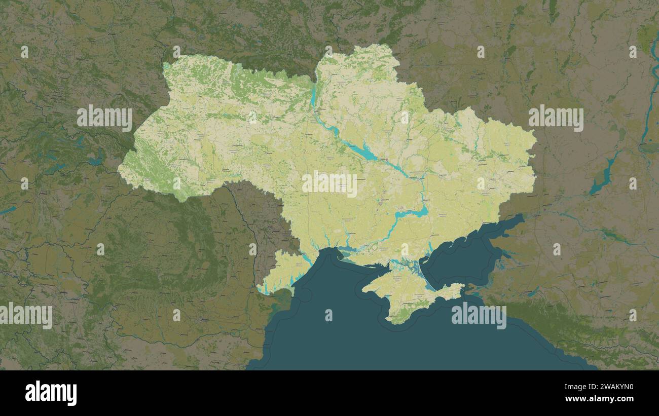 Ukraine before 2014 highlighted on a topographic, OSM Humanitarian ...