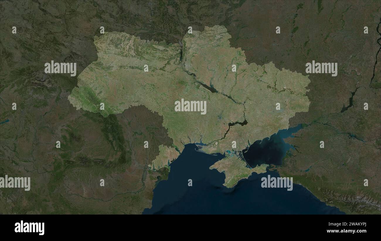 Ukraine before 2014 highlighted on a high resolution satellite map ...