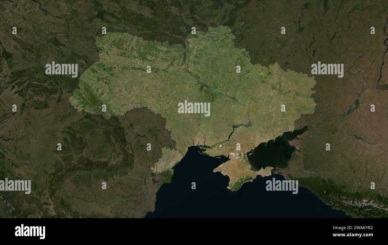 Ukraine before 2014 highlighted on a low resolution satellite map Stock ...