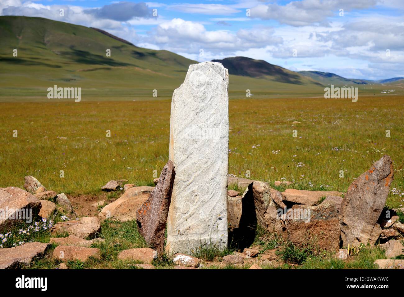 Deer stone in the Mongolian steppe Stock Photo - Alamy